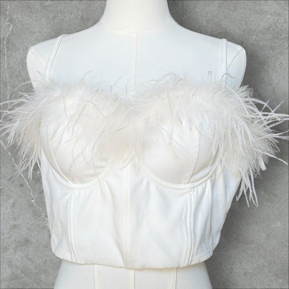 Windsor | Tops | Windsor White Feathered Crop Top | Poshmark